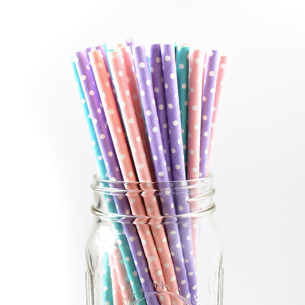 Pastel Polka Dot Paper Straws | Paper Sonata